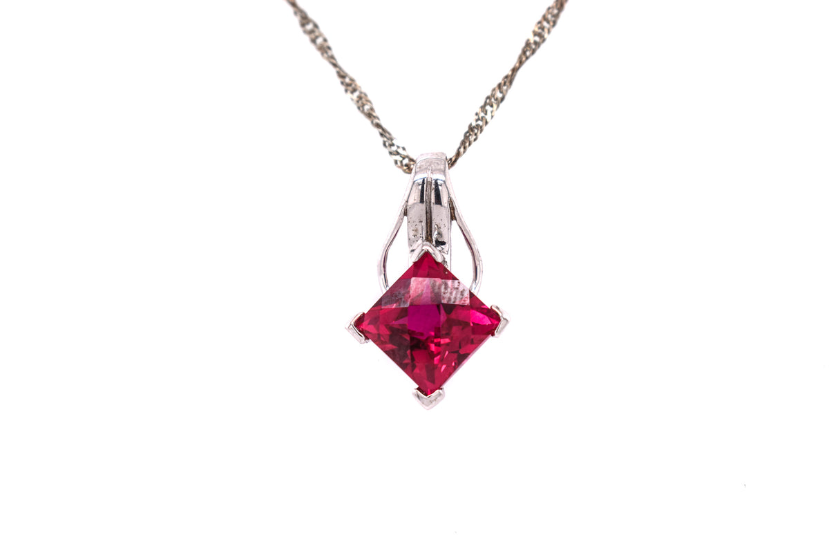 Princess Cut Ruby Pendant – Belliston Jewelry
